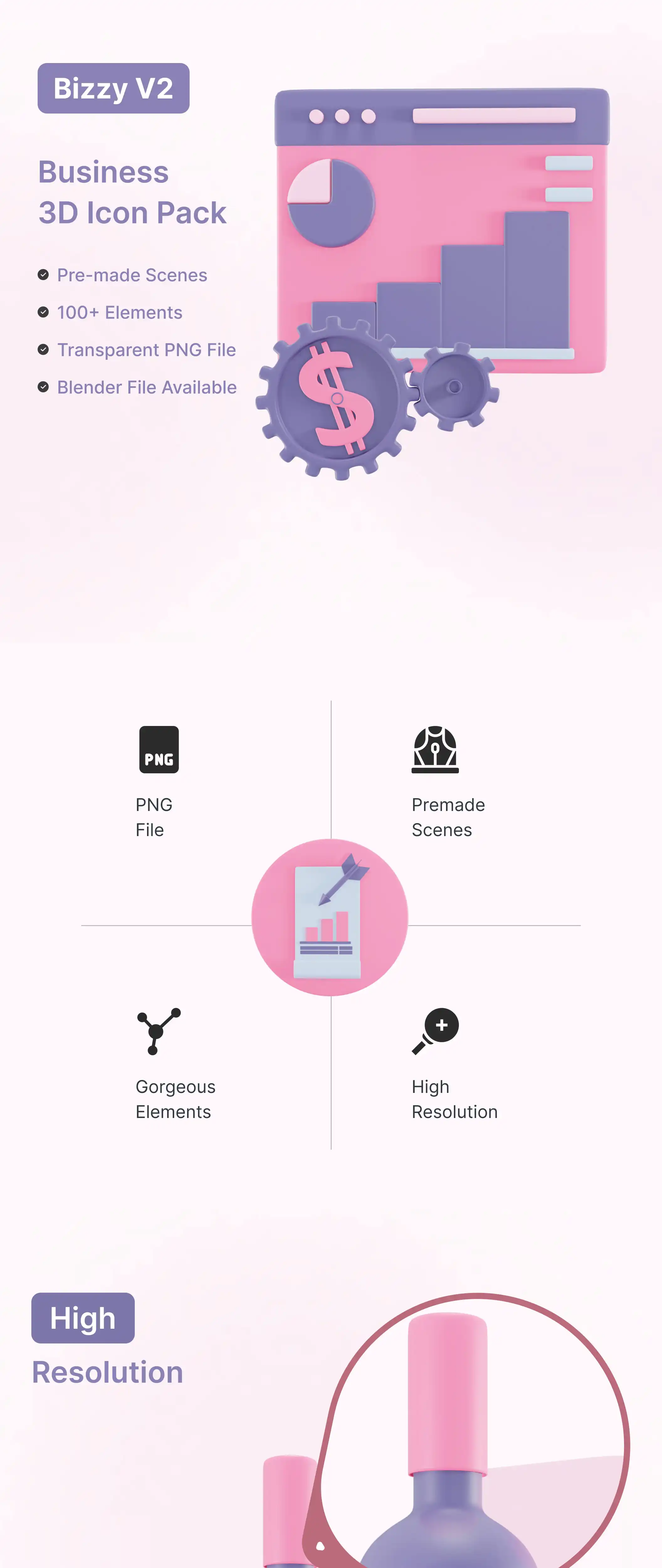 Premium 3D Business Icon Pack | Bizzy V2 Pro | Ioqnic Design